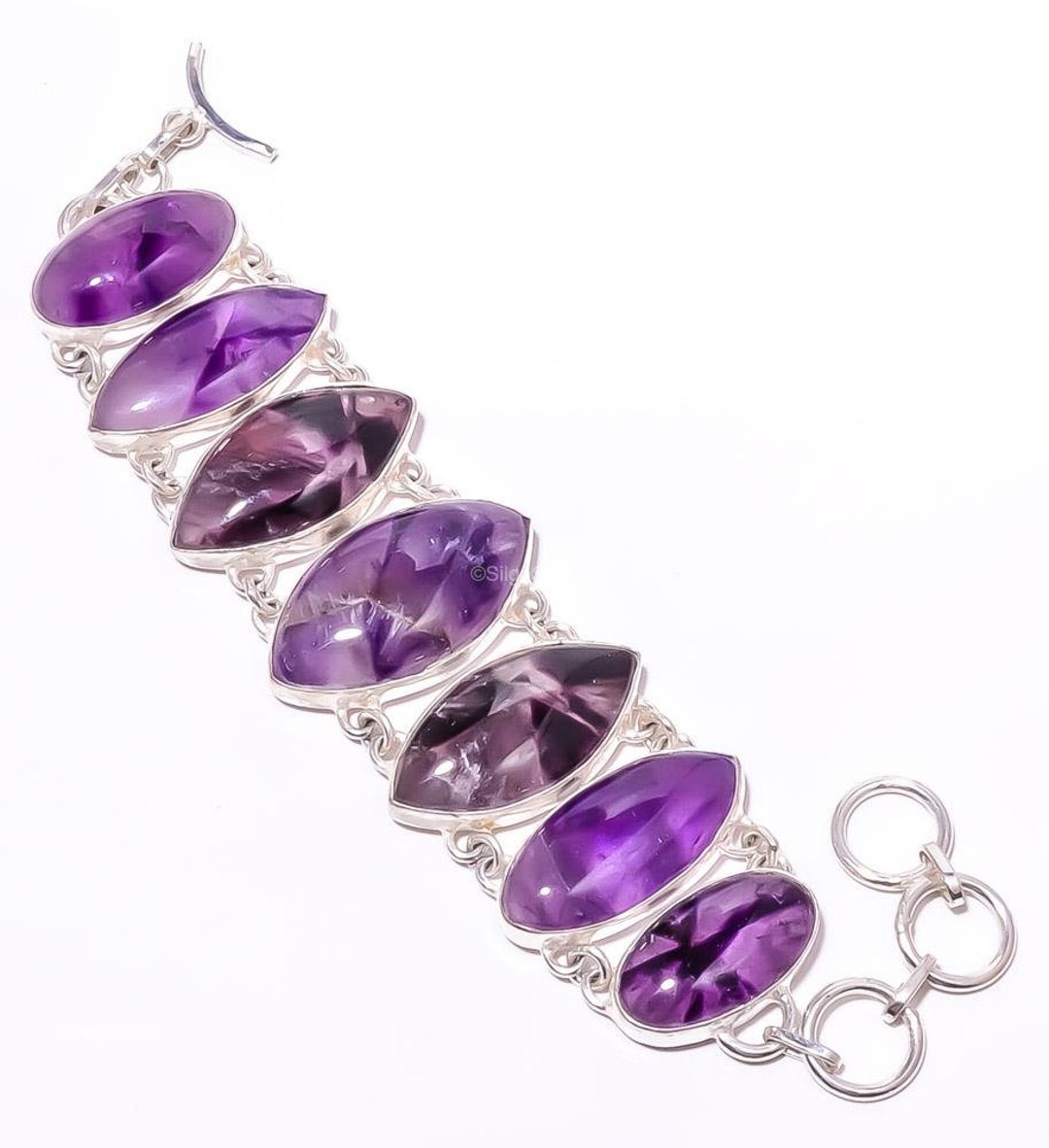 925 Sterling Silver Jewelry, Engagement Gift, Valuable Amethyst Bracelet, Gemstone Bracelet ...