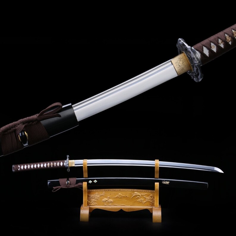 Black Samurai Sword Bamboo Snake Tsuba Real Manganese Steel | Etsy