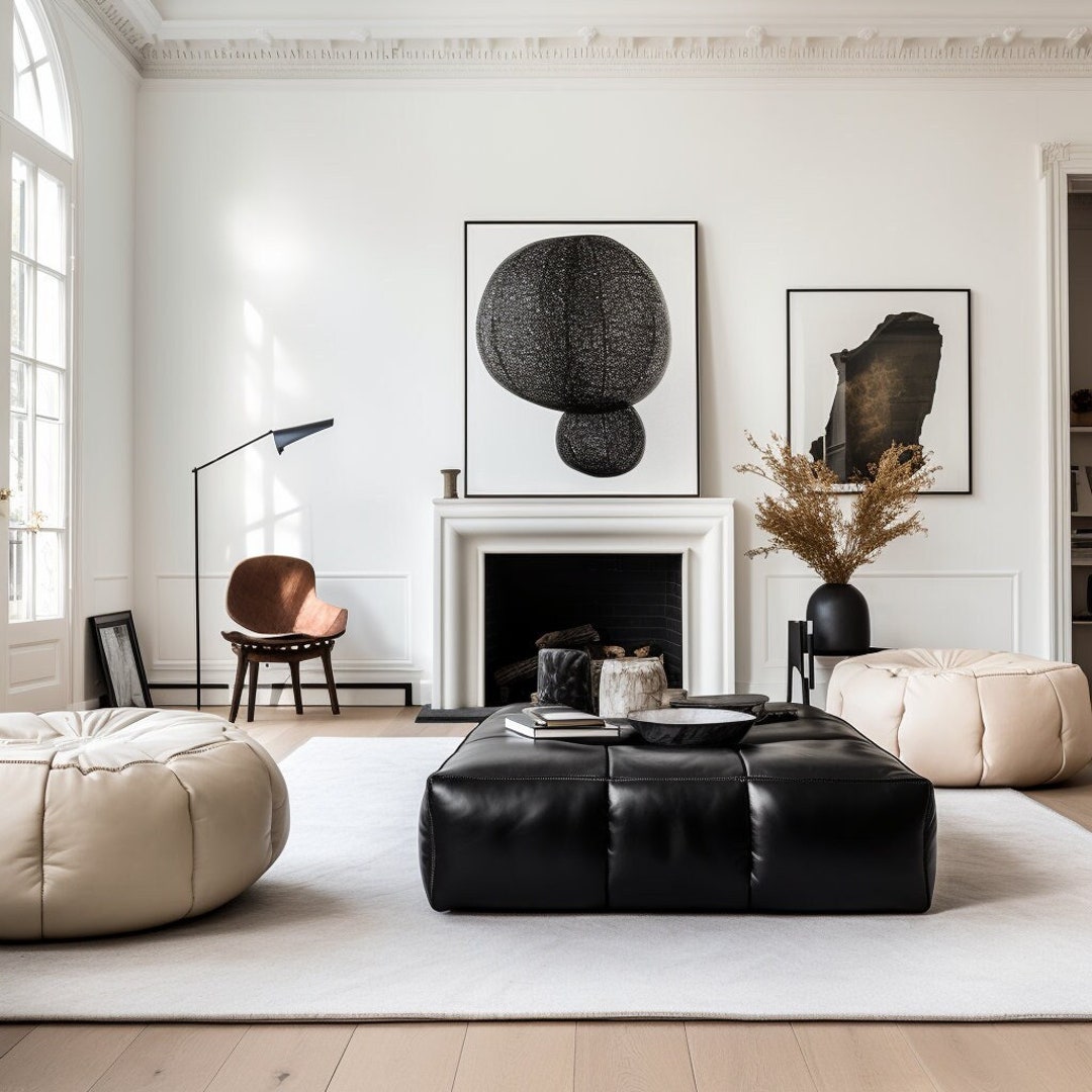 The Black Moroccan Pouf,a Luxurious Footstool and Bohemian Seating ...