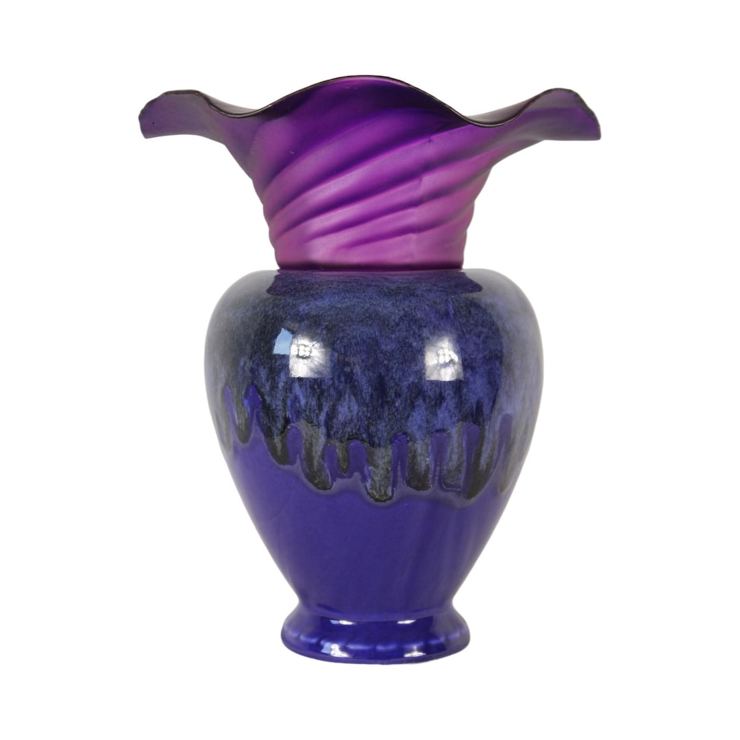 Glass Ceramic Pottery Purple Blue Swirl Vase Ultra Pure Liquid Candle ...