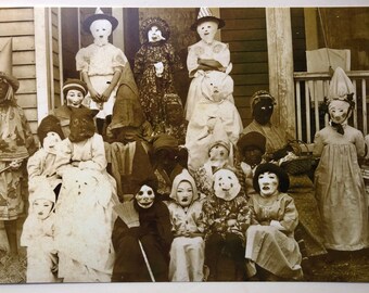 Halloween 1950s Photo Reprint Frankenstein Scary Kids Costumes Masks 4 ...
