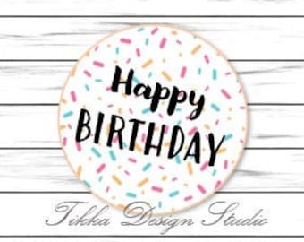 Printable Happy Birthday 2 INCH Cookie Tags - Blue Sprinkle Happy ...