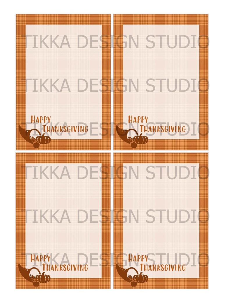 Printable Plaid Happy Thanksgiving Cookie Card Fall Thanksgiving ...