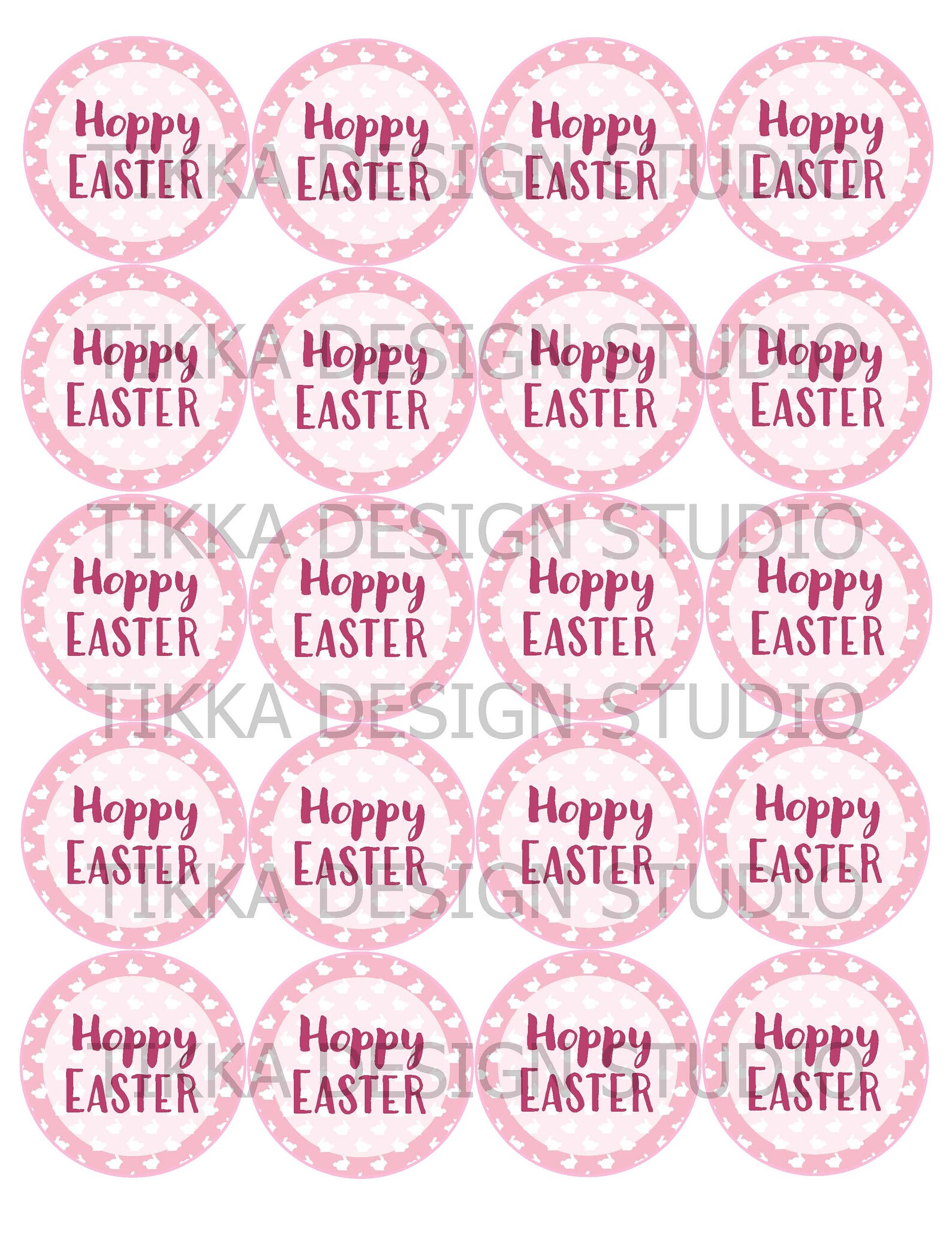 Printable Hoppy Easter Cookie Tags Pink Bunny Hoppy Easter Cookie ...