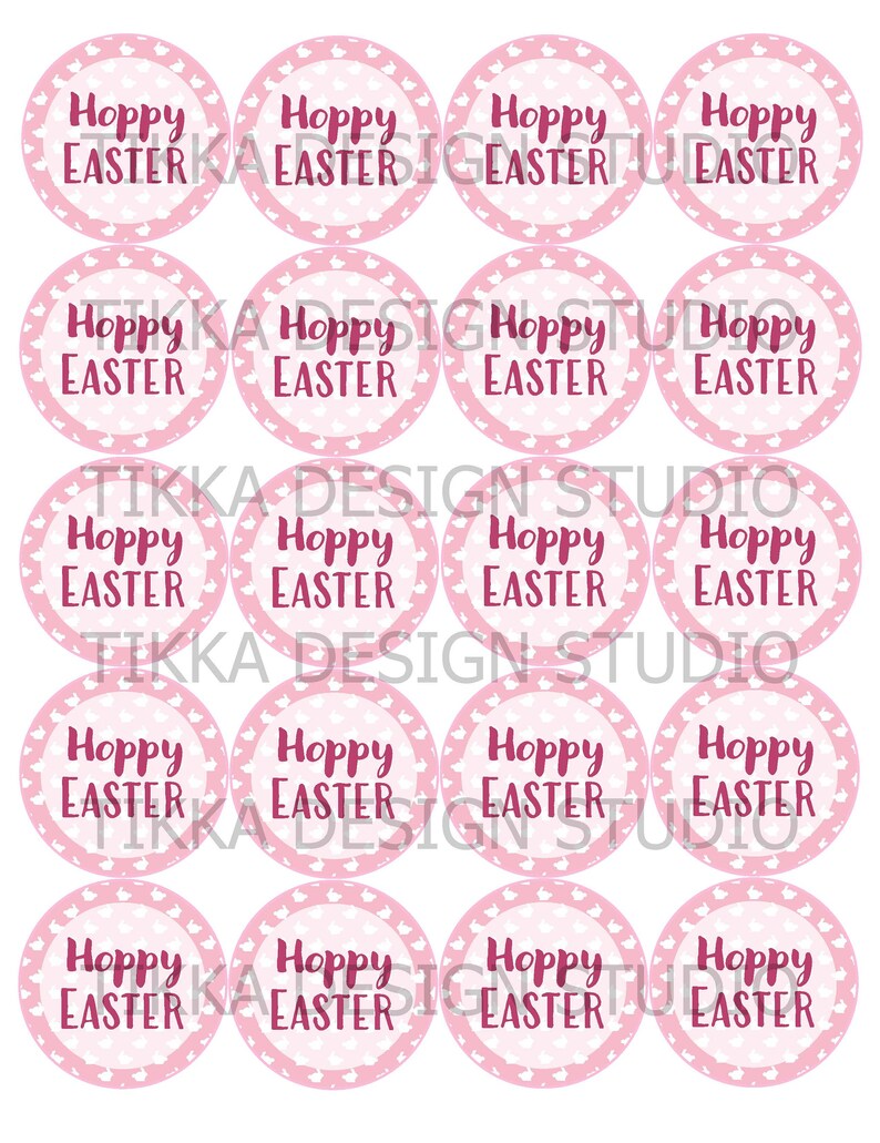 Printable Hoppy Easter Cookie Tags Pink Bunny Hoppy Easter Cookie ...