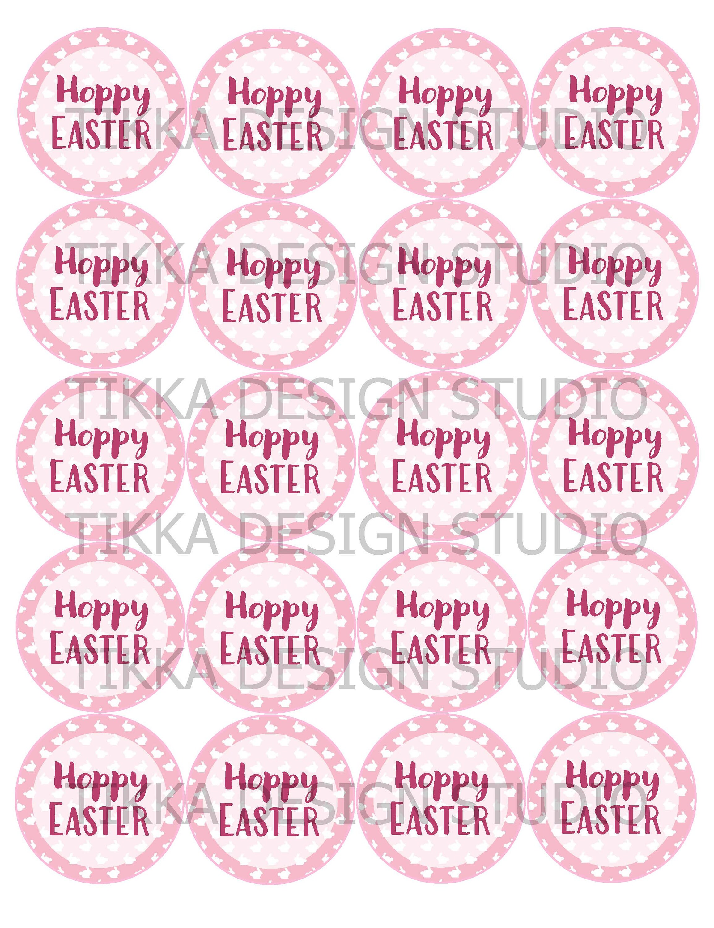 Printable Hoppy Easter Cookie Tags Pink Bunny Hoppy Easter Cookie ...