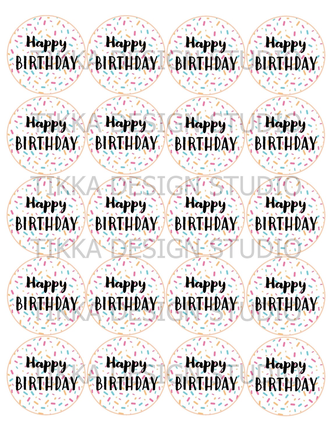 Printable Happy Birthday 2 INCH Cookie Tags - Sprinkle Happy Birthday ...