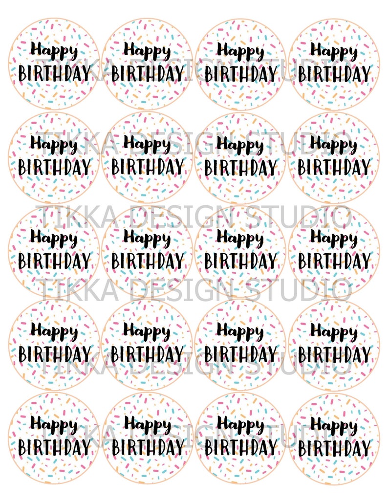 Printable Happy Birthday 2 INCH Cookie Tags - Sprinkle Happy Birthday ...