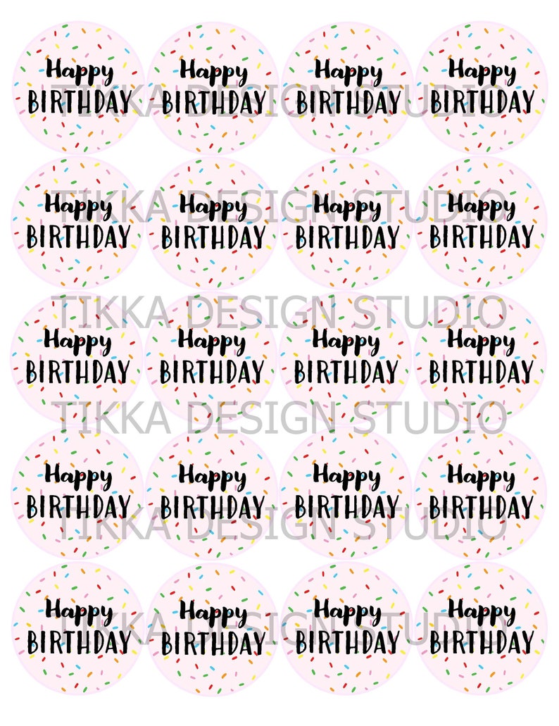 Printable Happy Birthday Cookie Tags - Pink Sprinkle Happy Birthday ...