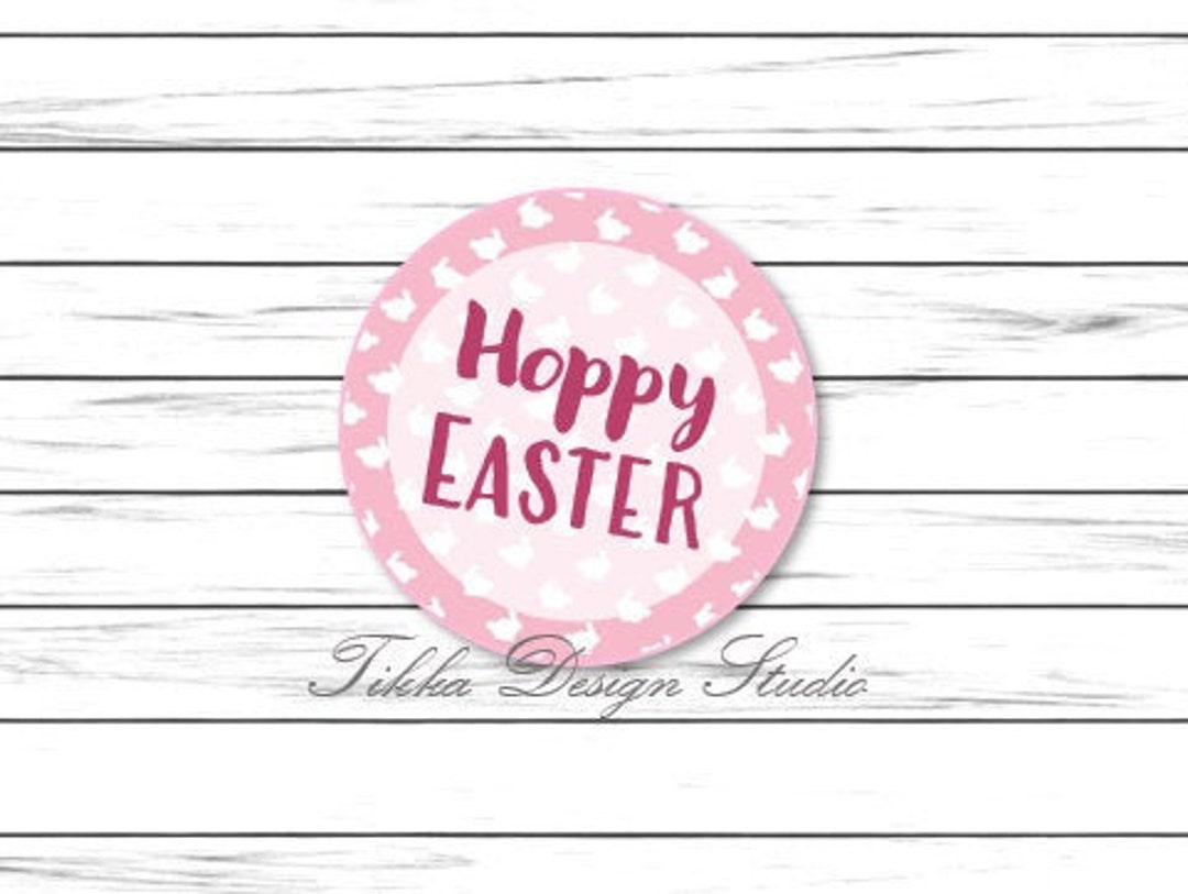 Printable Hoppy Easter Cookie Tags Pink Bunny Hoppy Easter Cookie ...