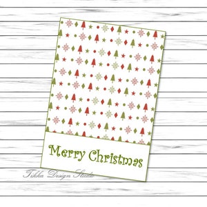Printable Merry Christmas Cookie Card Merry Christmas Green Red Tree ...