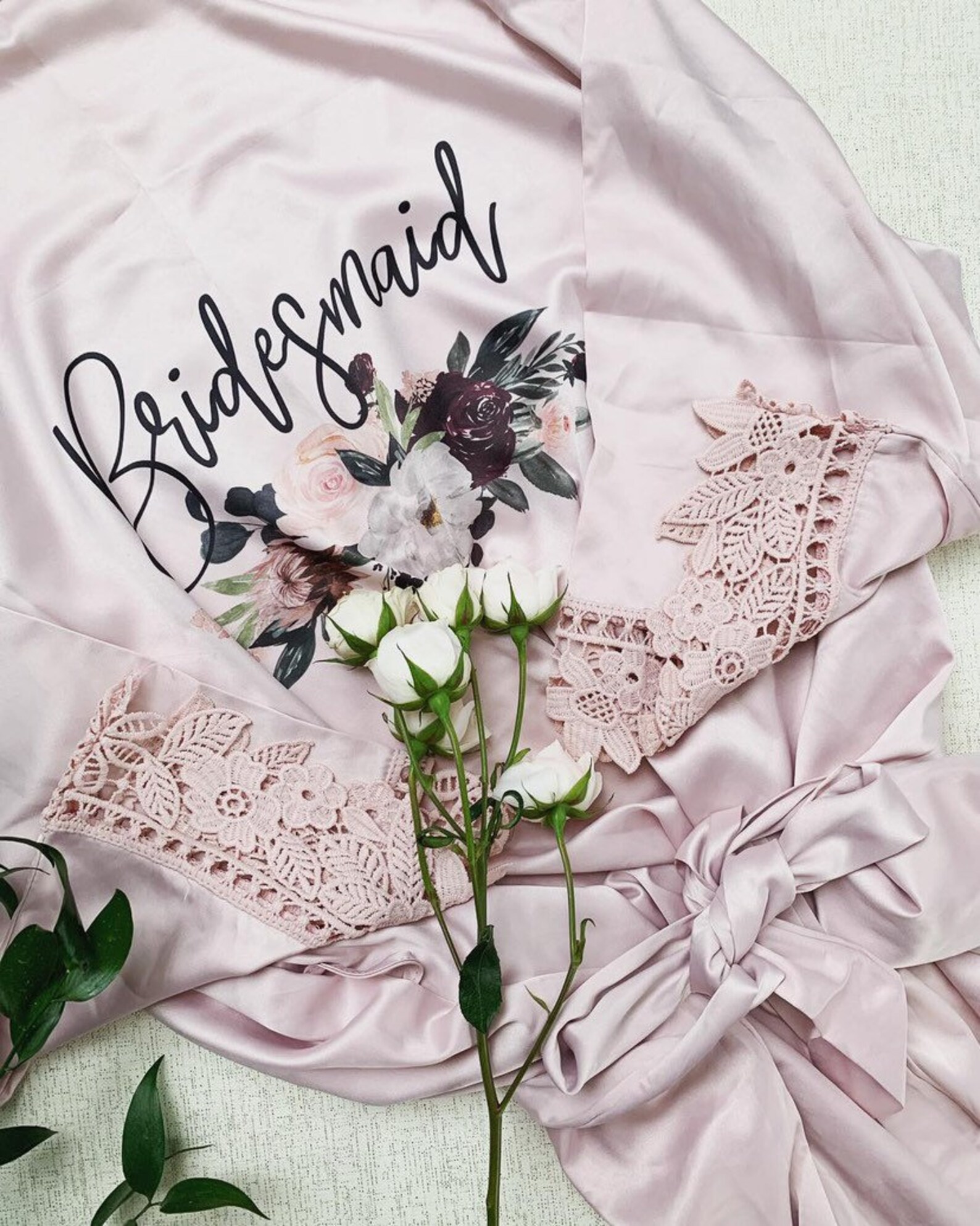 Bridesmaid Robes Silky Lace Robes Plus Size Bridesmaid - Etsy