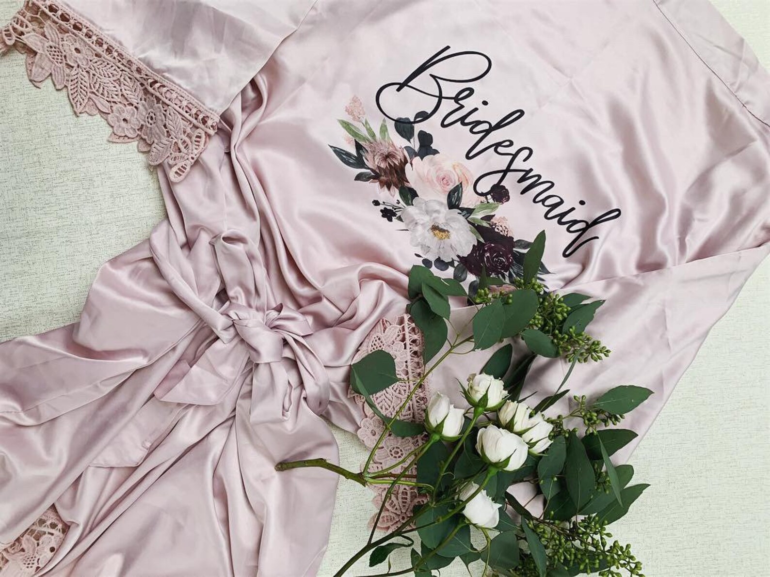 Bridesmaid Robes Satin Lace Robe Bridesmaid Robe Bride - Etsy