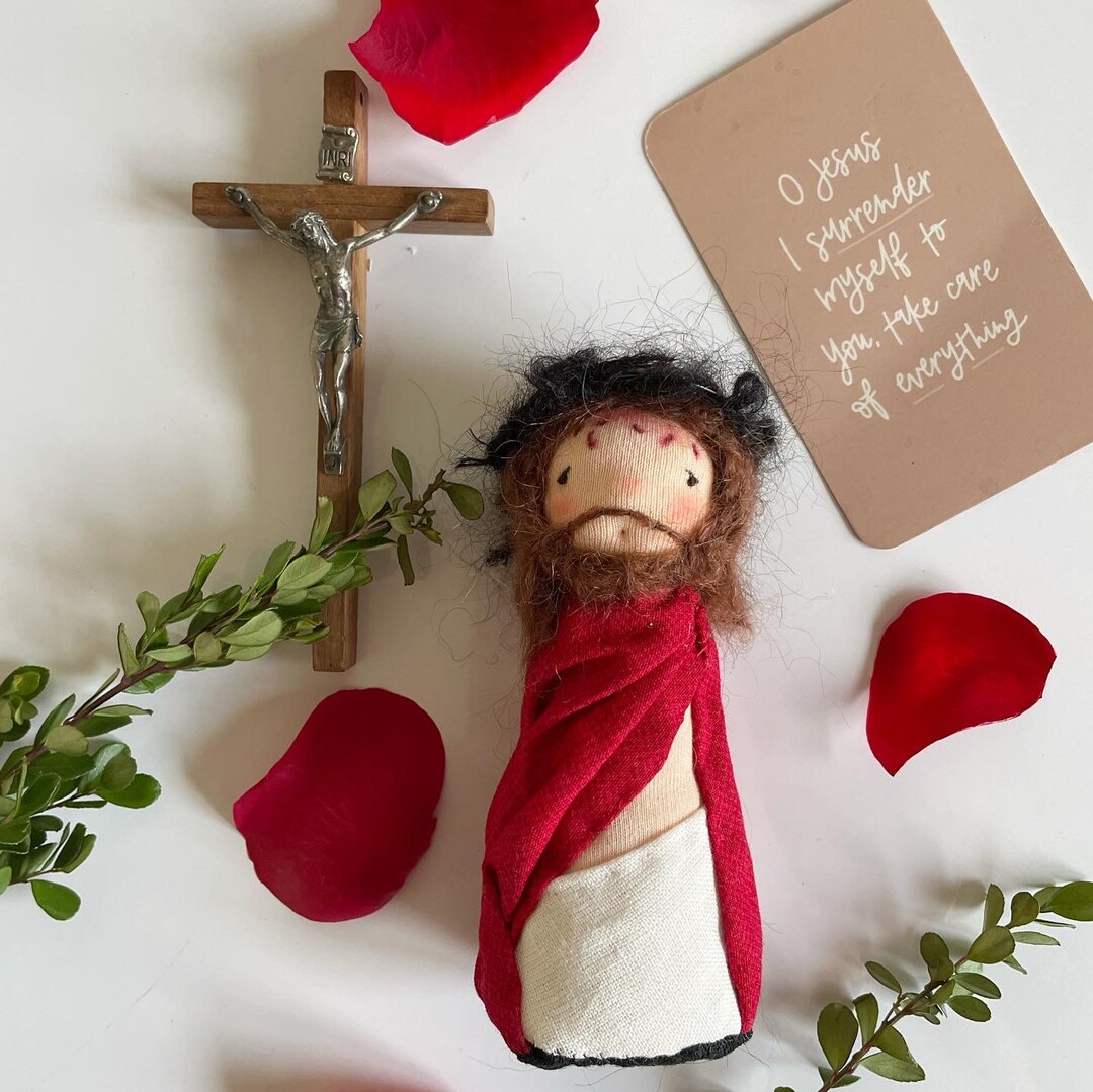 Sorrowful Jesus Doll, Lenten Catholic Toy, Baptismal Gift, Toddler ...