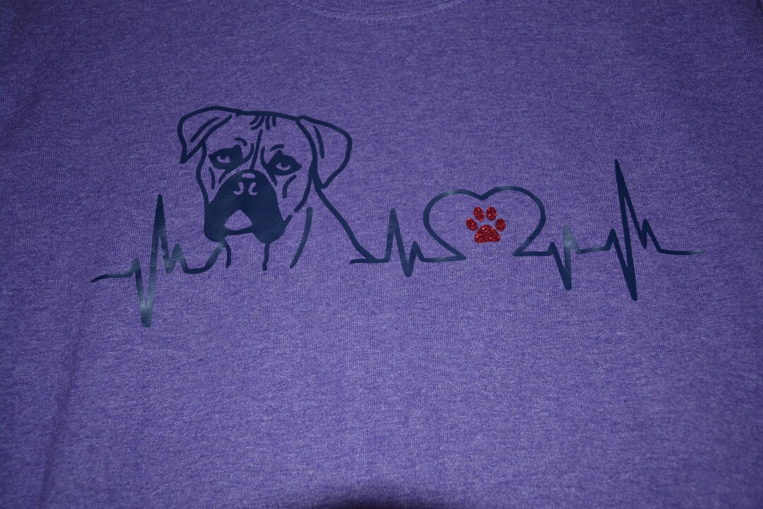 Boxer Heartbeat With Paw Print T-shirts – Adult Sizes and Colors - #BX ...