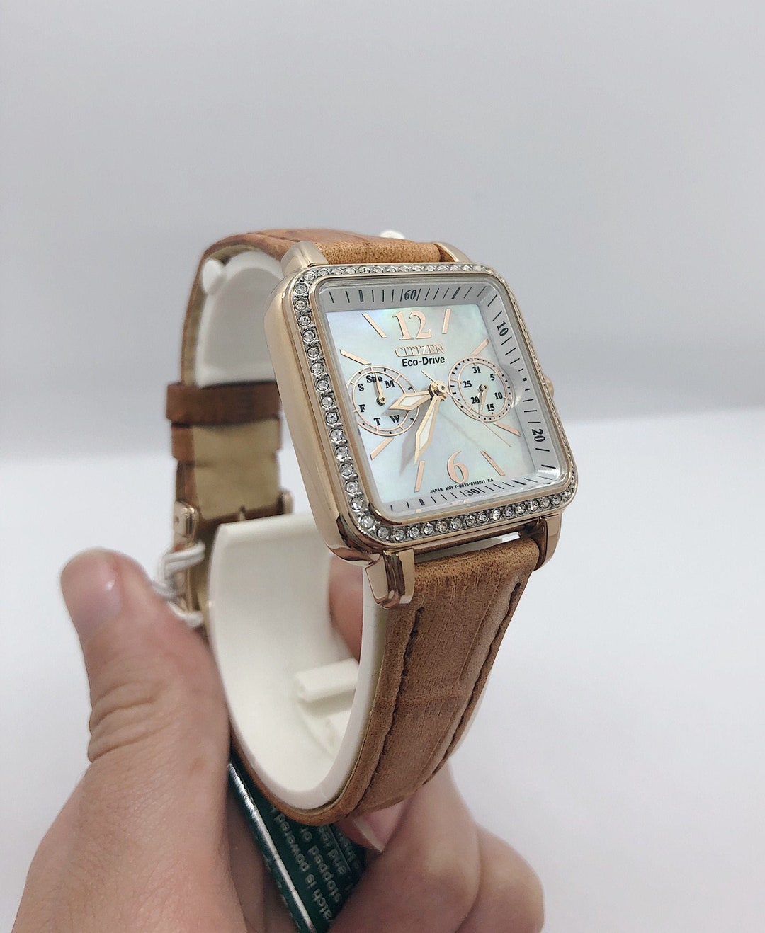 Rectangular Face Wrist Watch With Brown Leather Band - Etsy