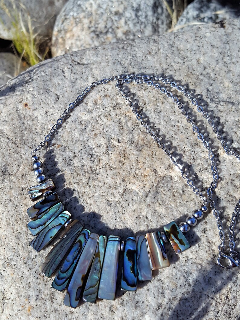 Real Abalone Shell Necklace Natural Abalone Rectangle - Etsy