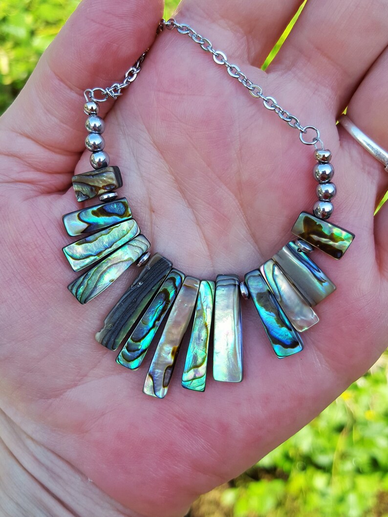 Real Abalone Shell Necklace Natural Abalone Rectangle | Etsy