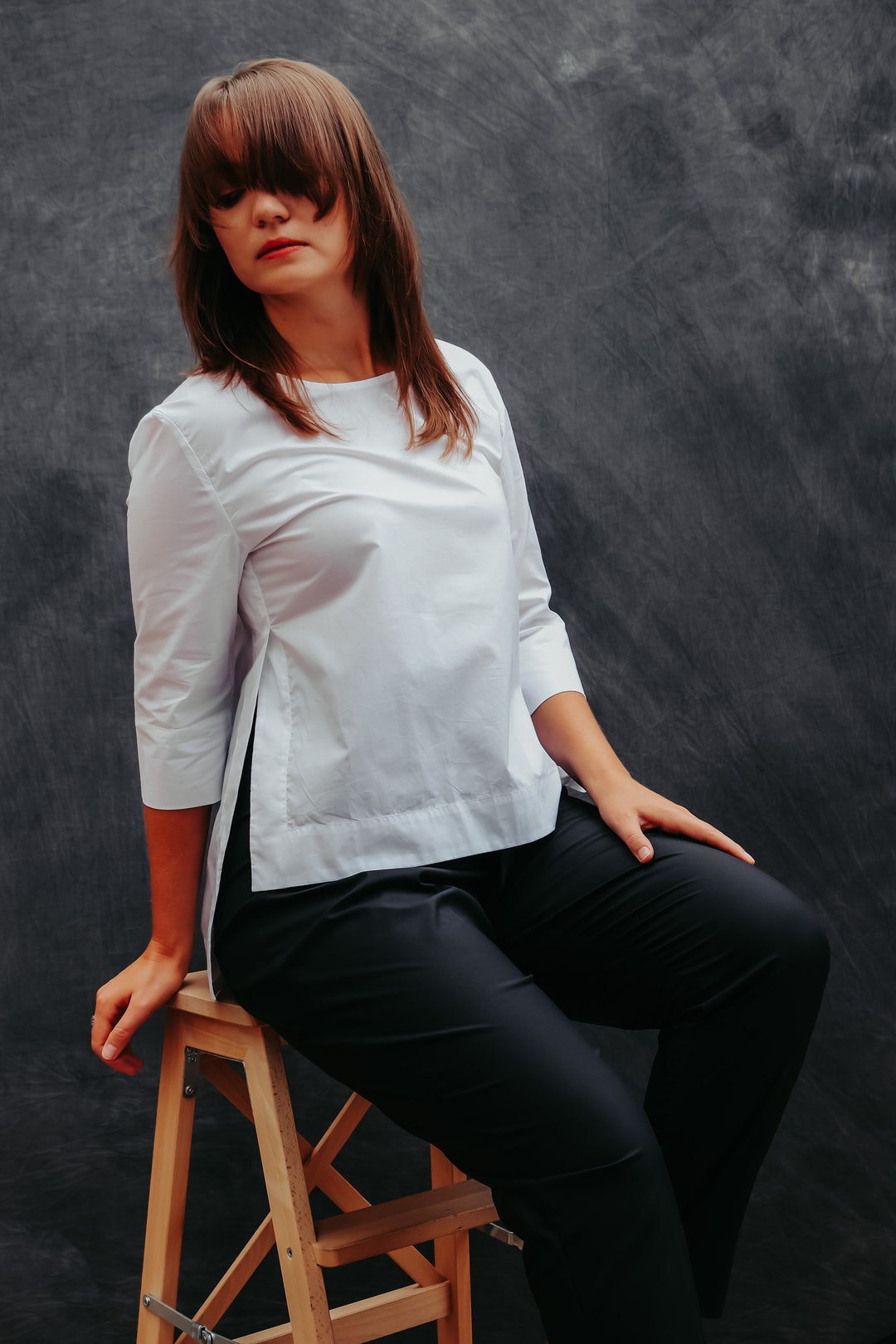 Organic Turkish Cotton, Women's Classic 3/4 Sleeve Cotton Collarless ...