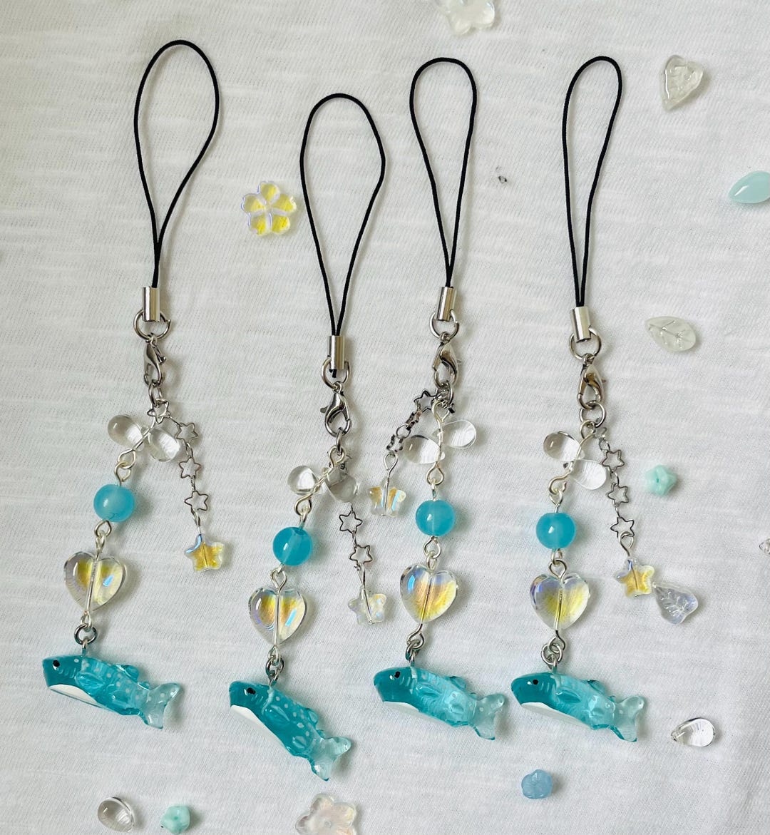 Blue Whale Phone Charm, Beaded Phone Chains, Y2K Couquette, Silver ...