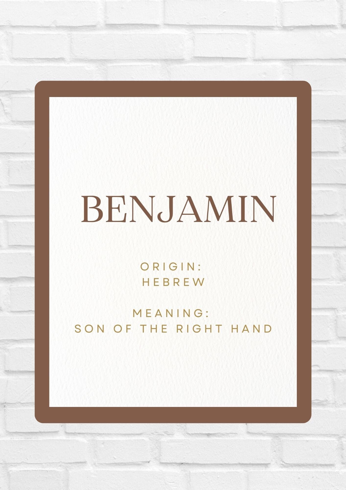 Benjamin Baby Name Meaning Printable Nursery Sign Boy Names Instant ...