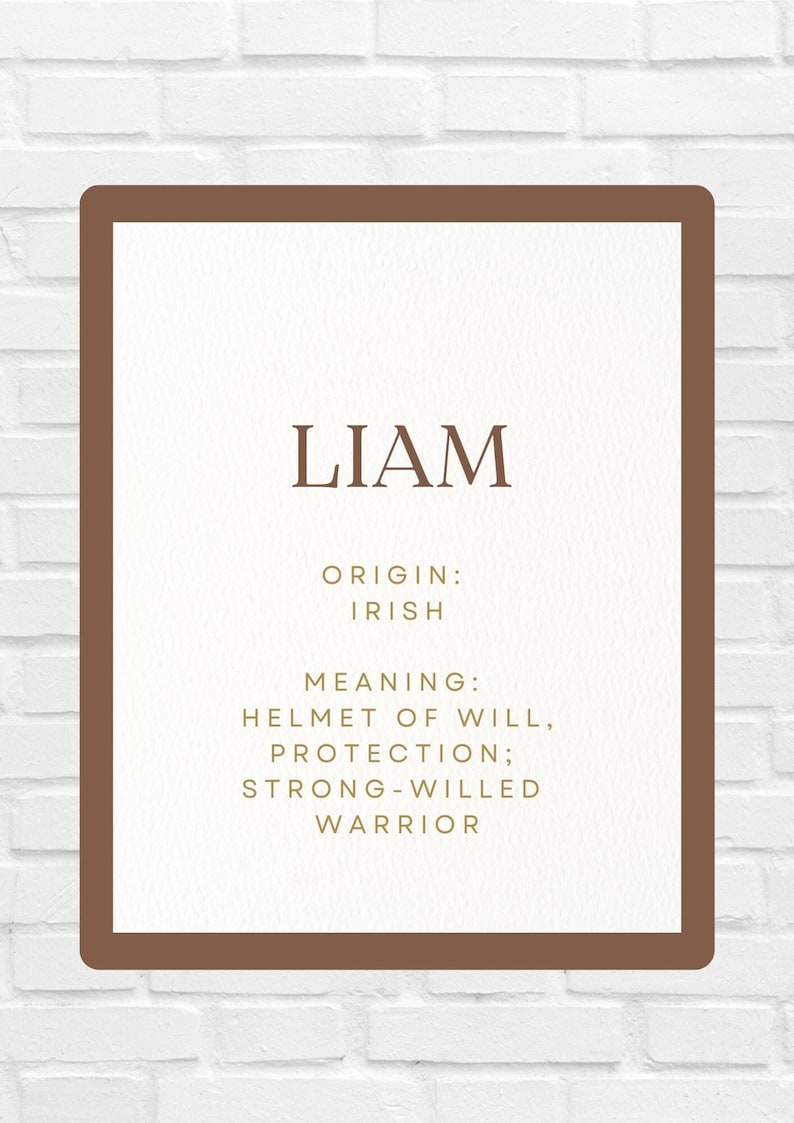 LIAM Baby Name Meaning Printable Baby Names Nursery Sign Boy Names ...