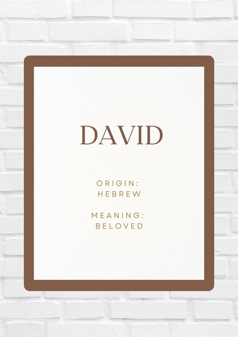 David Baby Name Meaning Printable Baby Names Nursery Sign Boy Names ...