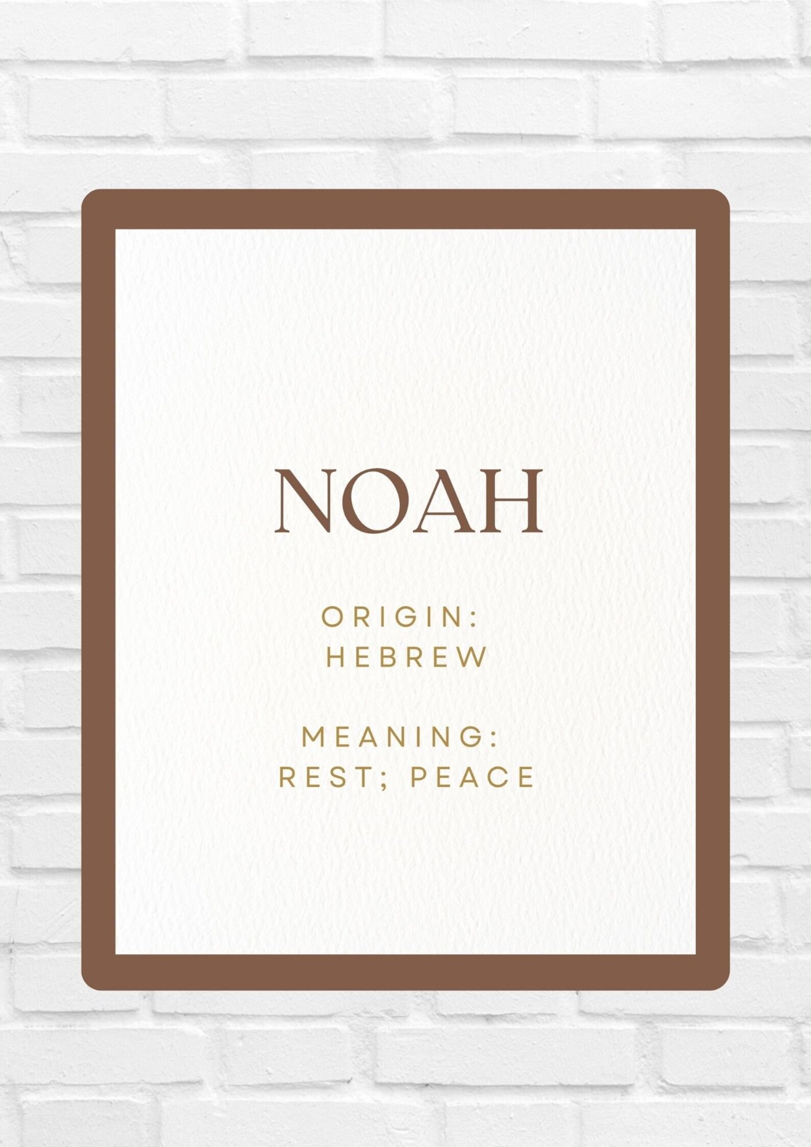 Noah Baby Name Meaning Printable Baby Names Nursery Sign Boy Names ...