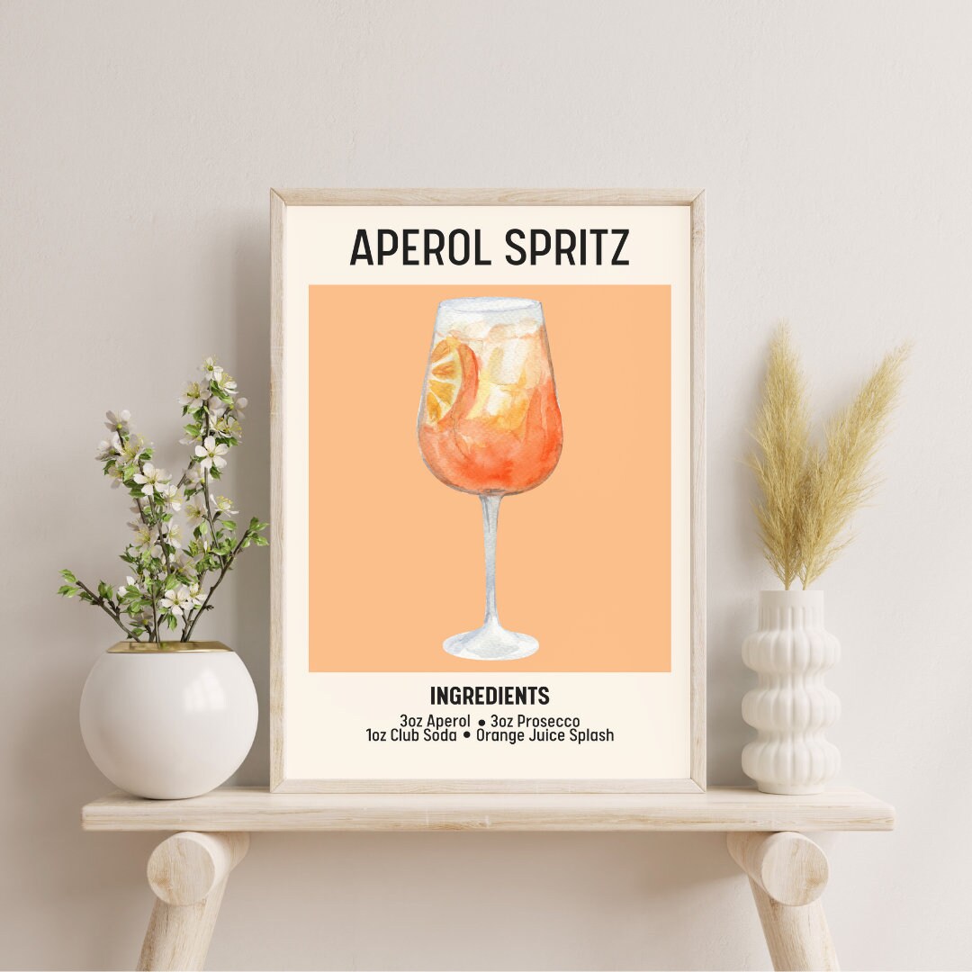 Aperol Spritz Art Print Bar Car Decor Vintage Liquor Poster Wall Art ...