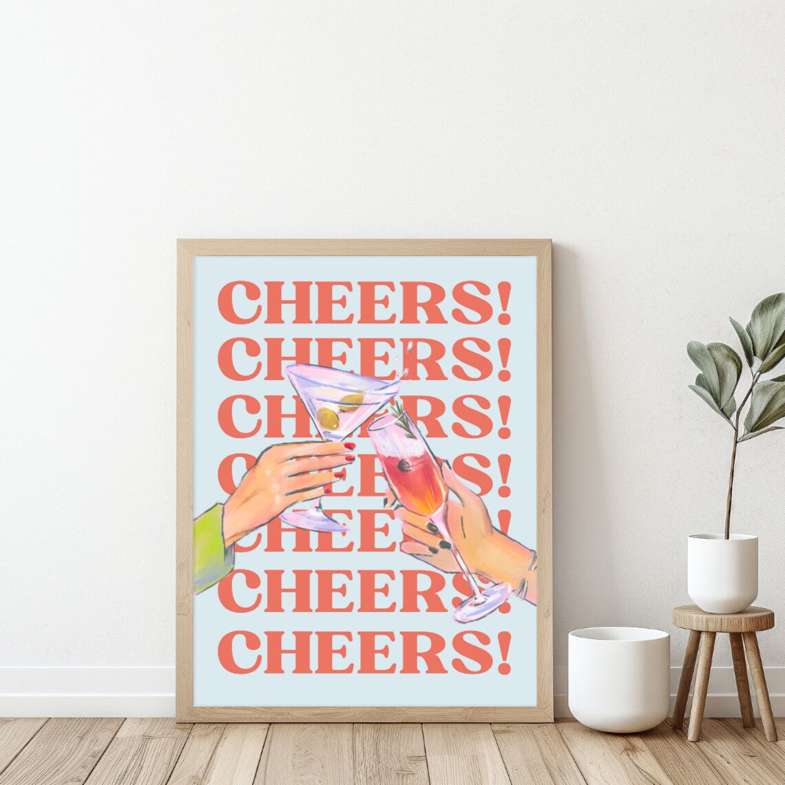 Vintage Liquor Poster Bar Cart Wall Art Cheers Retro Alcohol - Etsy