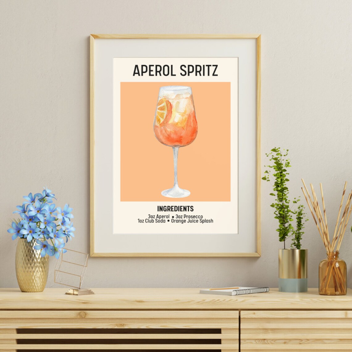 Aperol Spritz Art Print Bar Car Decor Vintage Liquor Poster Wall Art ...