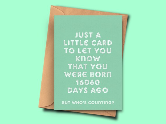 Funny 44th Birthday Card You Are 16060 Days Old From Her for | Etsy