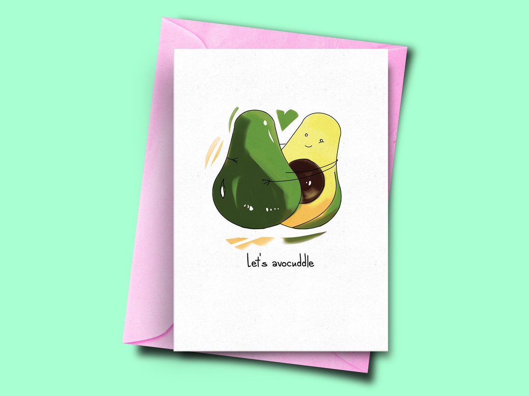 Let's Avocuddle, Pun Themed Birthday Card, Pun Anniversary Card, Vegan ...