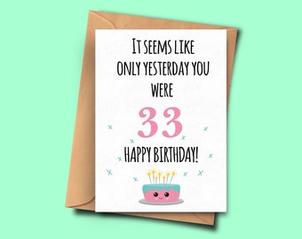 34th Birthday Card - Etsy UK