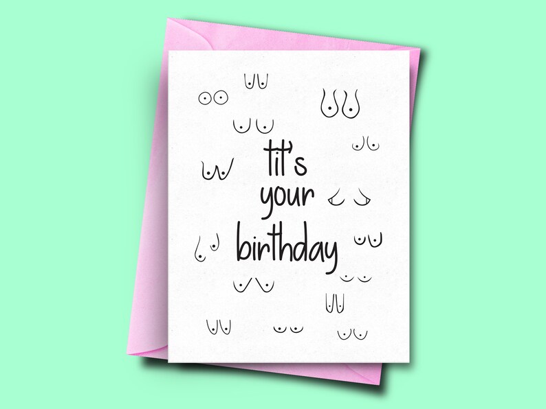 Tits Your Birthday Funny Birthday Card Boobs Birthday Etsy Uk