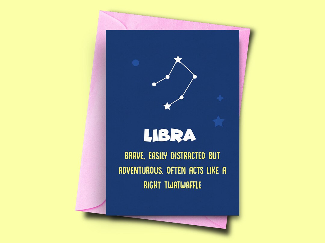 Rude Star Sign Card October, Zodiac Sign Card Libra, Friend Birthday ...