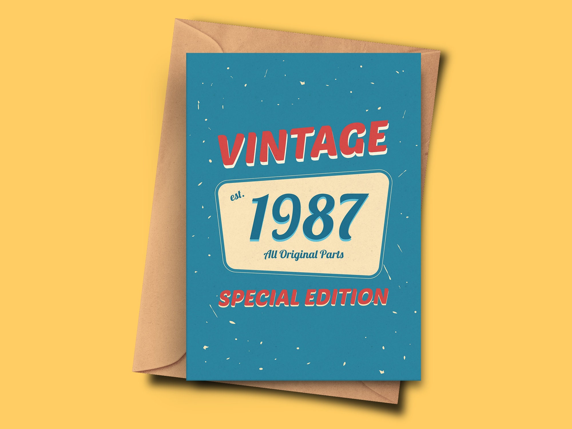 Born In 1987 Card Big Retro 35 Years Old Card For Men Women Classic
