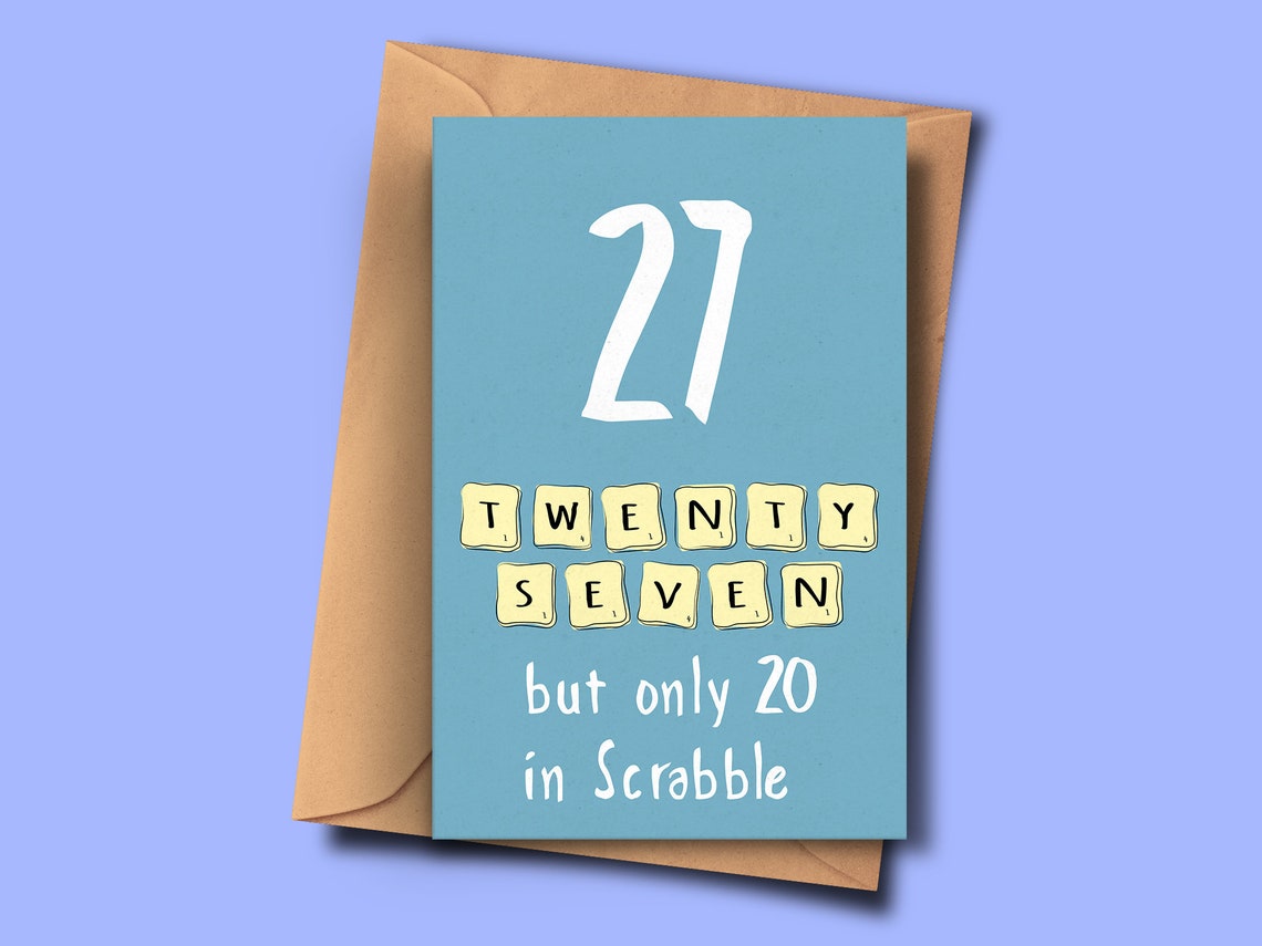 Funny Card for 27th Birthday,turning 27,twenty-seventh Brithday Card ...