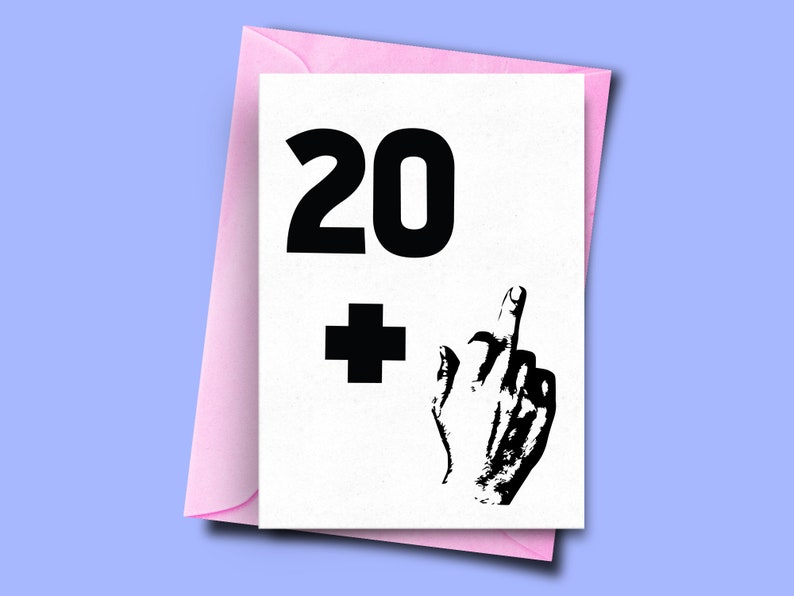 Rude 21th Birthday Card Middle Finger 20 1 Funny 21th - Etsy