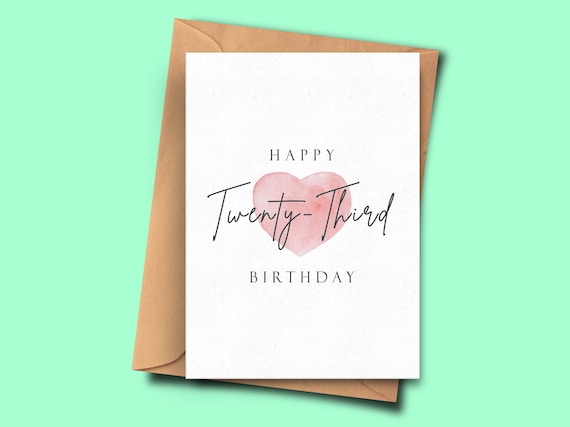 Birthday Card for Twenty-third Birthday Elegant 23rd Birthday - Etsy