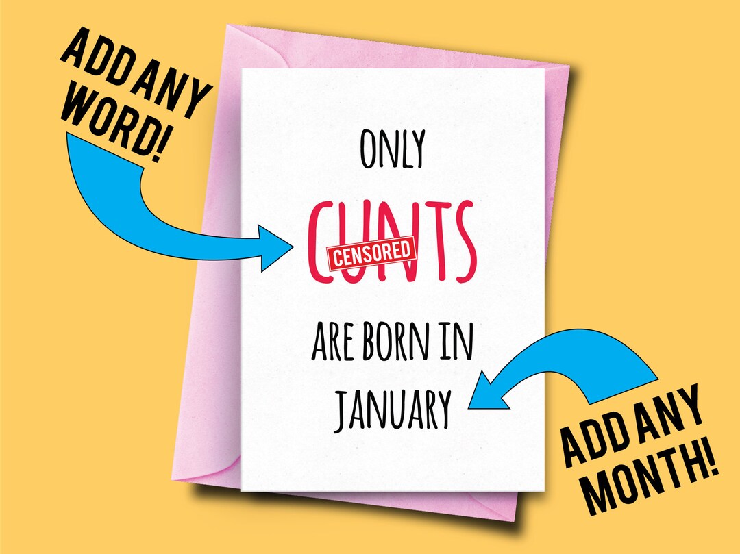 Funny Offensive Birthday Card for Any Month, Only Offensive Word Are ...