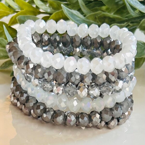 Gray Bead Stack Bracelet - Etsy