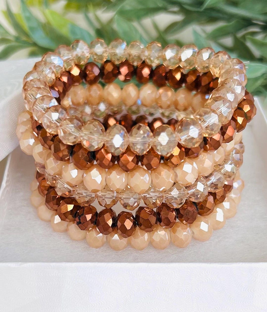 Neutral Colors 6 Piece Bead Bracelet Stack Jewelry Bead Bracelets ...