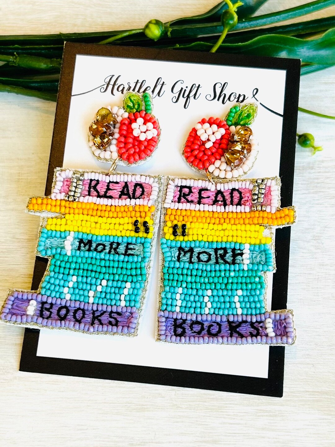 SHIPS TODAY Read More Books Bead Earrings Gift for Librarian - Etsy