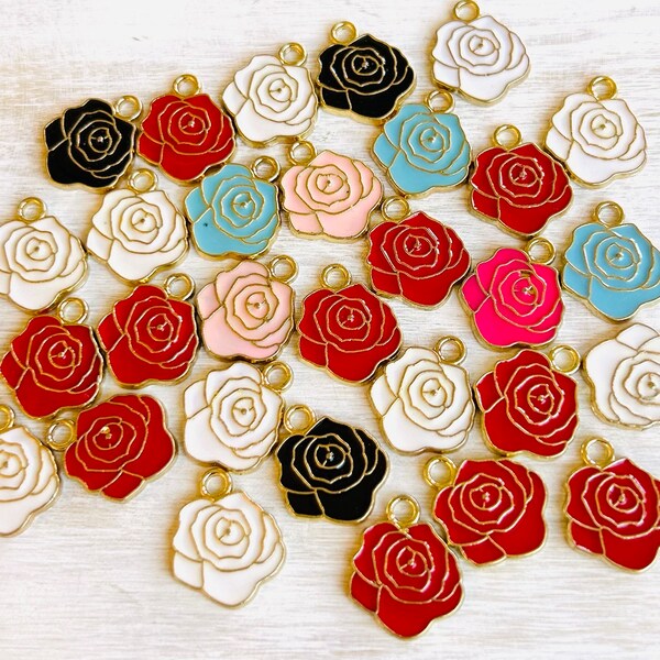 Red Rose Charm - Etsy