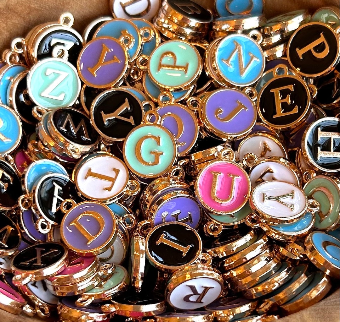Gold Letter Charms Typewriter Key Style Double Sided Letter Charms - Etsy