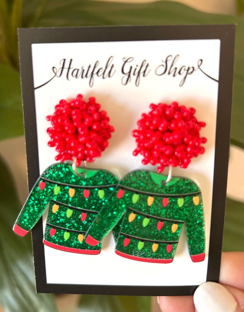 Ugly Sweater Christmas Earrings Bead Post Christmas Earrings Christmas ...