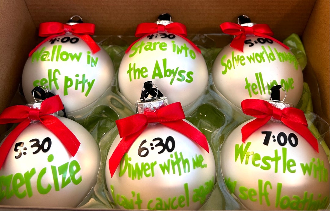 Set of 6 Grinch Schedule Ornament Gift Set Grinch Ornaments Grinch ...