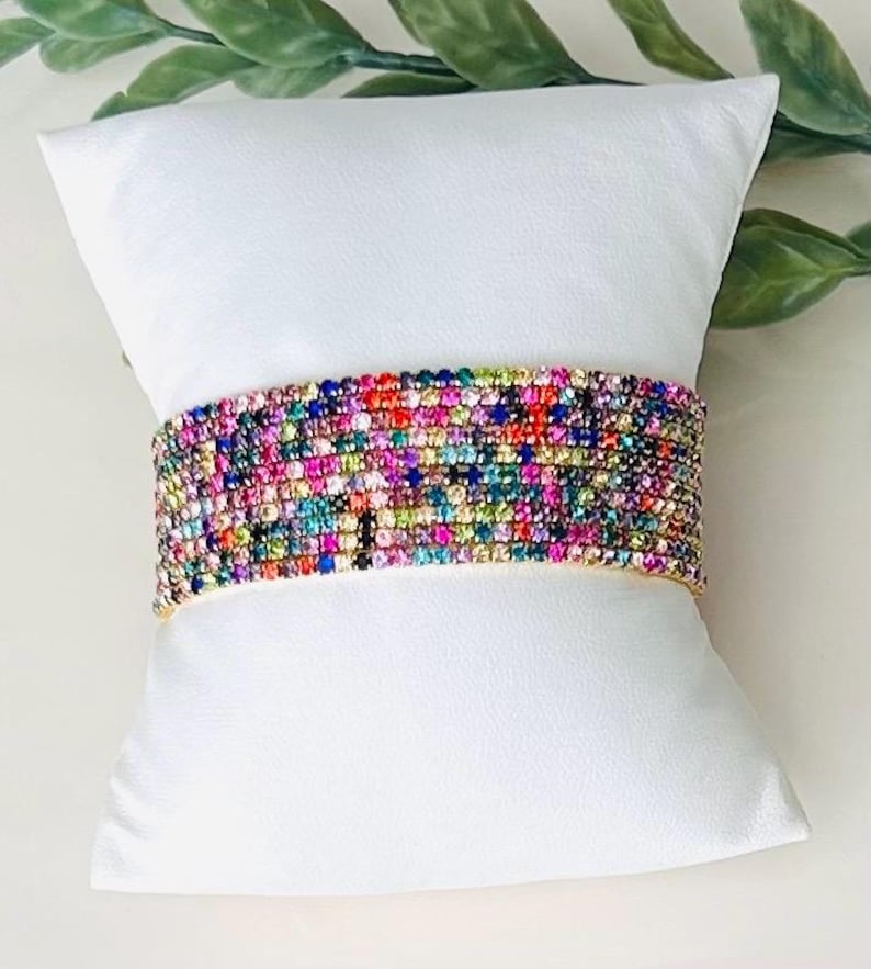 Multi-colored Rhinestone Stretch Bracelet Set Colorful Bracelet Stack ...
