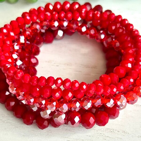 Red Beaded Bracelet - Etsy